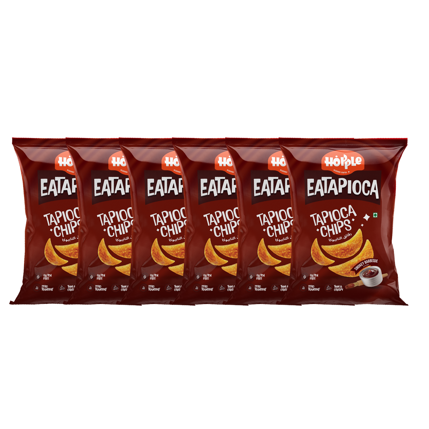 Hopple Eatapioca BBQ 77gm – Assorted – Pack of Six – Hopple